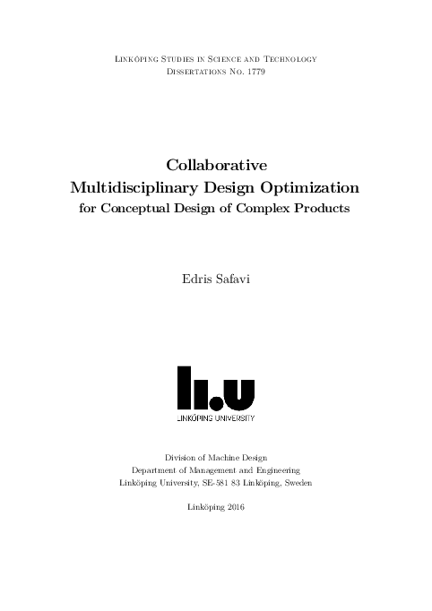 (PDF) Collaborative Multidisciplinary Design Optimization for ...