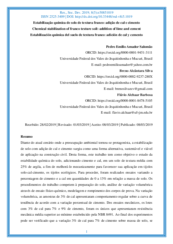 (PDF) Estabilização química de solo de textura franco: adição de cal e ...