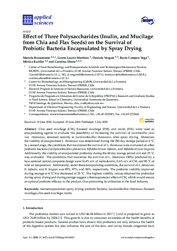 (PDF) Effect of Three Polysaccharides (Inulin, and Mucilage from Chia and Flax Seeds) on the ...