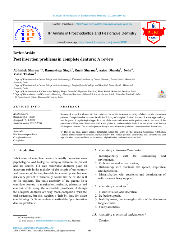 pdf-post-insertion-problems-in-complete-denture-a-review