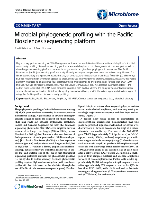 (PDF) Microbial phylogenetic profiling with the Pacific Biosciences ...