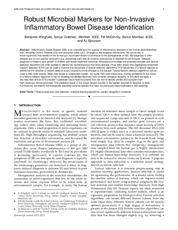 (PDF) Robust Microbial Markers for Non-Invasive Inflammatory Bowel ...