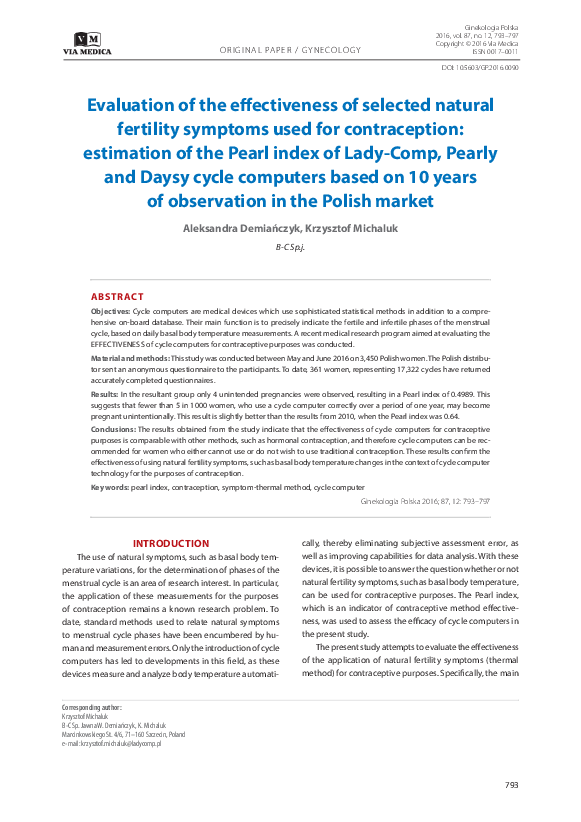 (PDF) Evaluation of the effectiveness of selected natural fertility ...