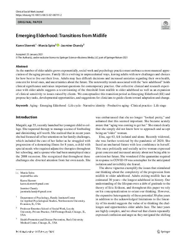 (PDF) Emerging Elderhood: Transitions from Midlife