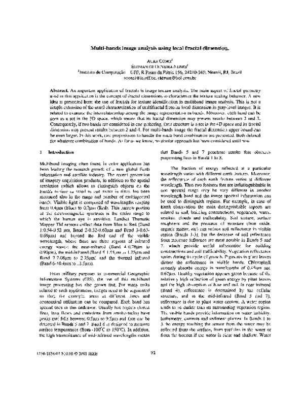 (PDF) Multi-bands image analysis using local fractal dimension