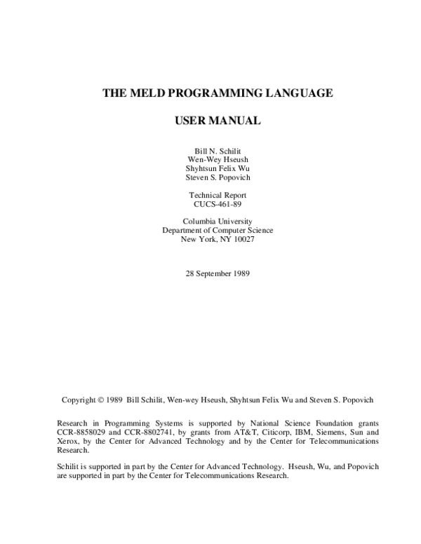 (PDF) The Meld Programming Language User Manual