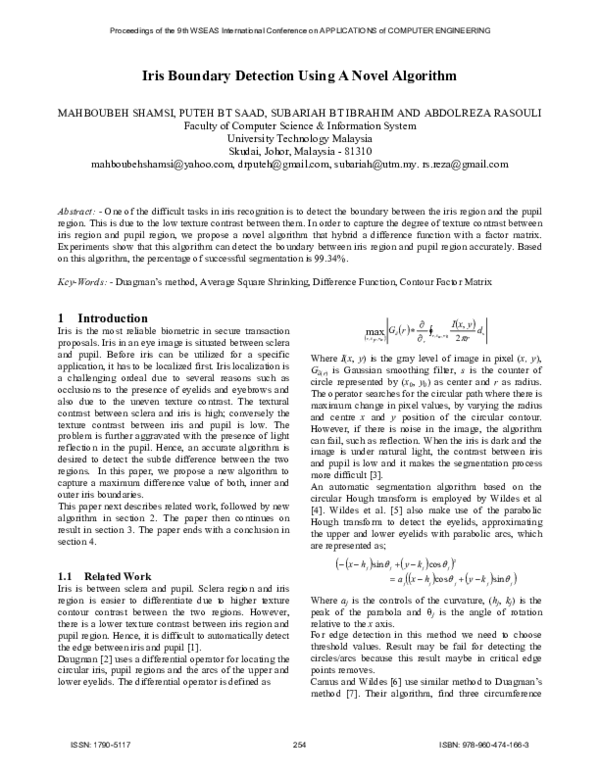 Pdf Iris Boundary Detection Using A Novel Algorithm