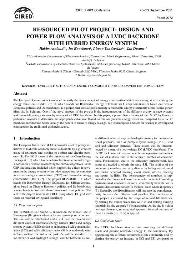 Pdf Resourced Pilot Project Design And Power Flow Analysis Of A