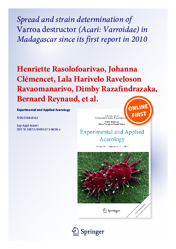 (PDF) Spread and strain determination of Varroa destructor (Acari ...