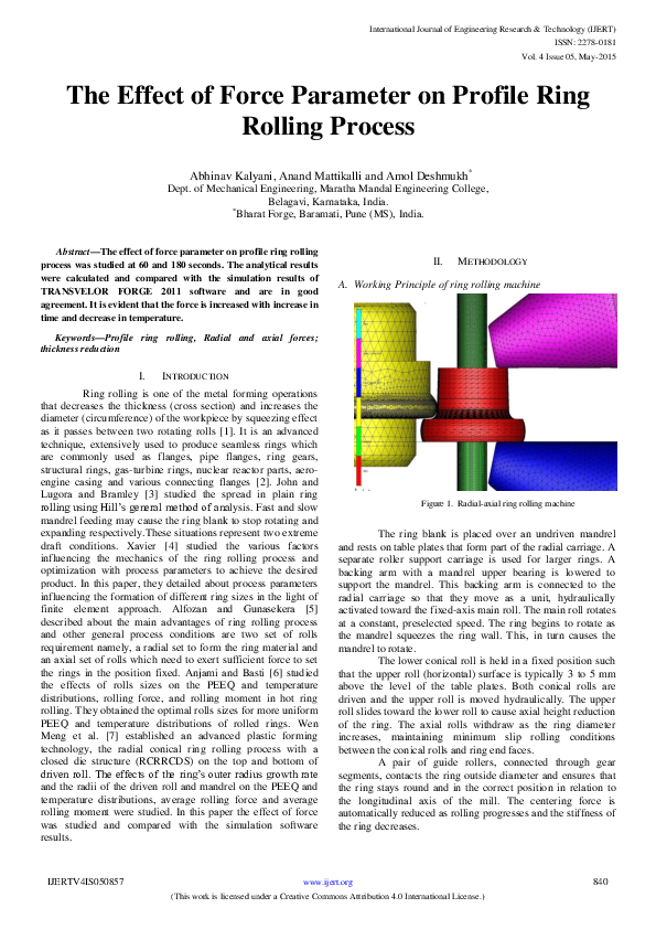 (PDF) The Effect of Force Parameter on Profile Ring Rolling Process
