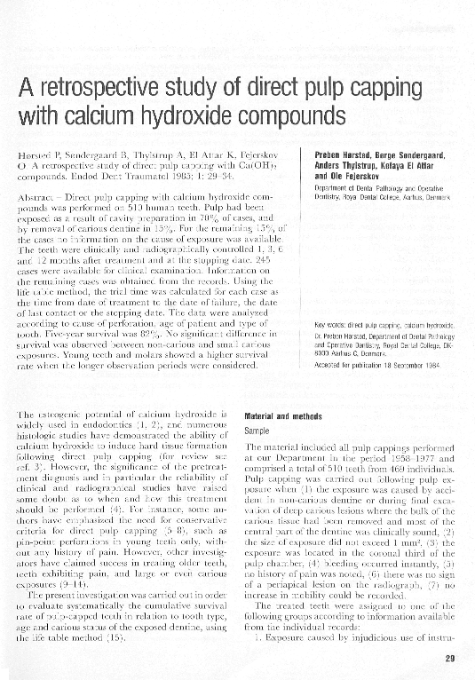 (PDF) A retrospective study of direct pulp capping with calcium ...