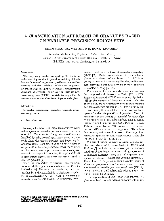 (PDF) A Classification Approach of Granules Based on Variable Precision Rough Sets | W. Wu ...