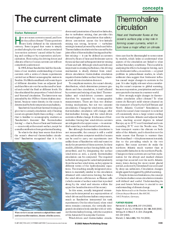 (PDF) Thermohaline circulation: The current climate