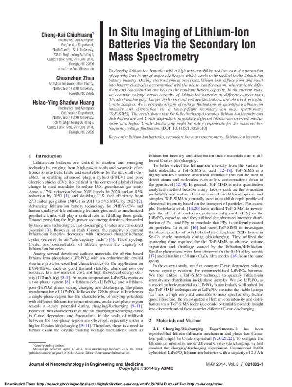 (PDF) In Situ Imaging of Lithium-Ion Batteries Via the Secondary Ion ...