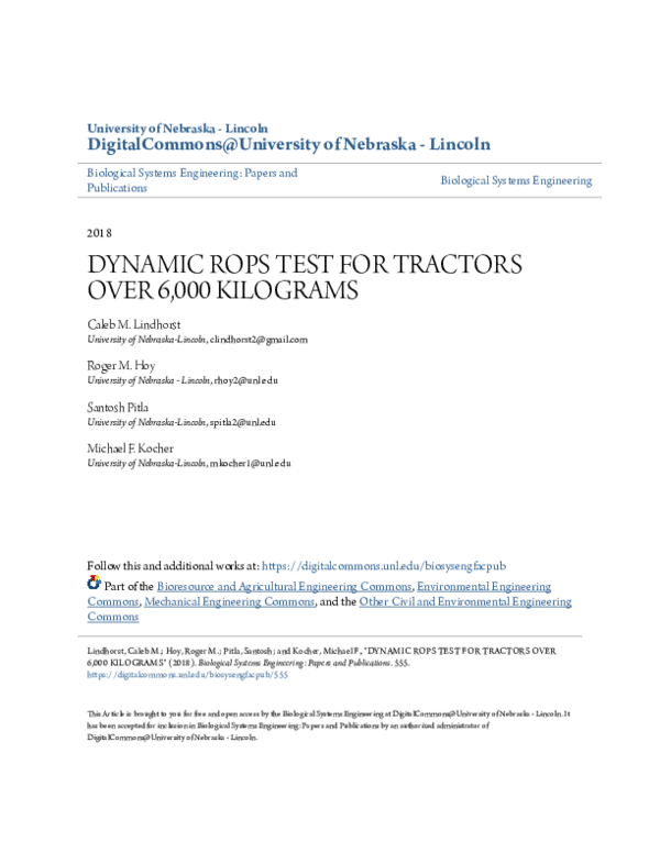 (PDF) Dynamic ROPS Test for Tractors over 6,000 Kilograms