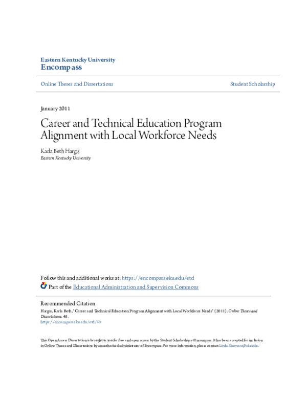 (PDF) Career and Technical Education Program Alignment with Local ...