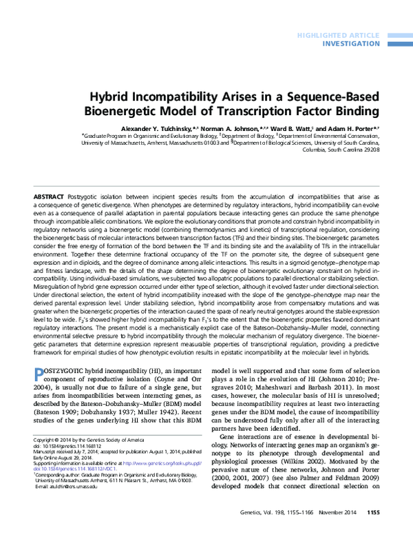 (PDF) Hybrid incompatibility arises in a sequence-based bioenergetic ...
