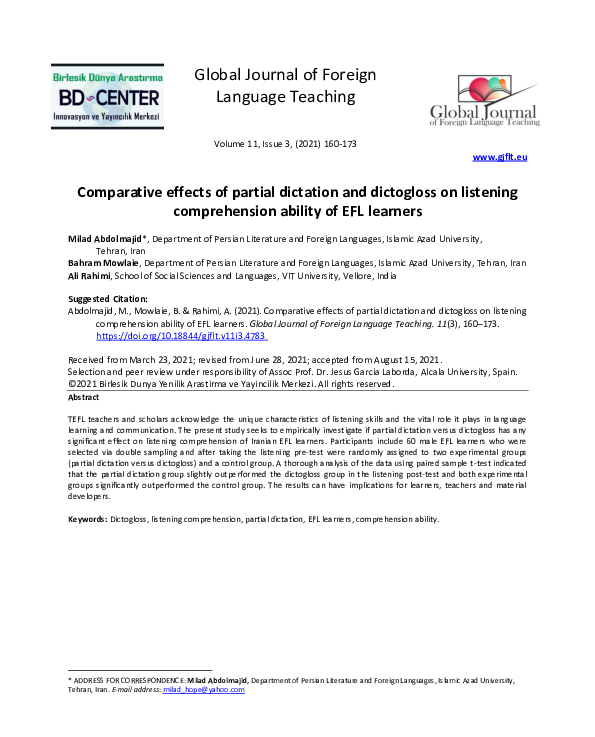 (PDF) Comparative effects of partial dictation and dictogloss on ...