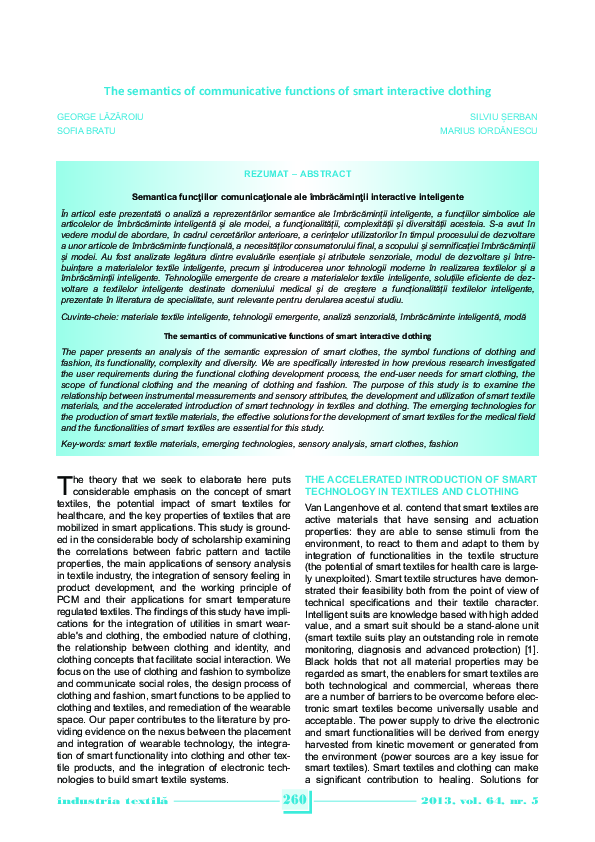 (PDF) The semantics of communicative functions of smart interactive clothing