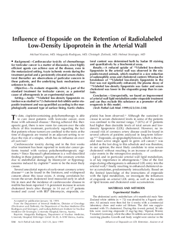 (PDF) Influence of etoposide on the retention of radiolabeled low ...