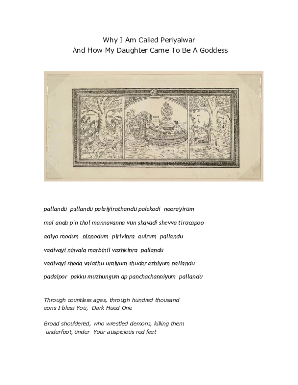 (DOC) Why I Am Called Periyalwar And How My Daughter Came To Be A Goddess