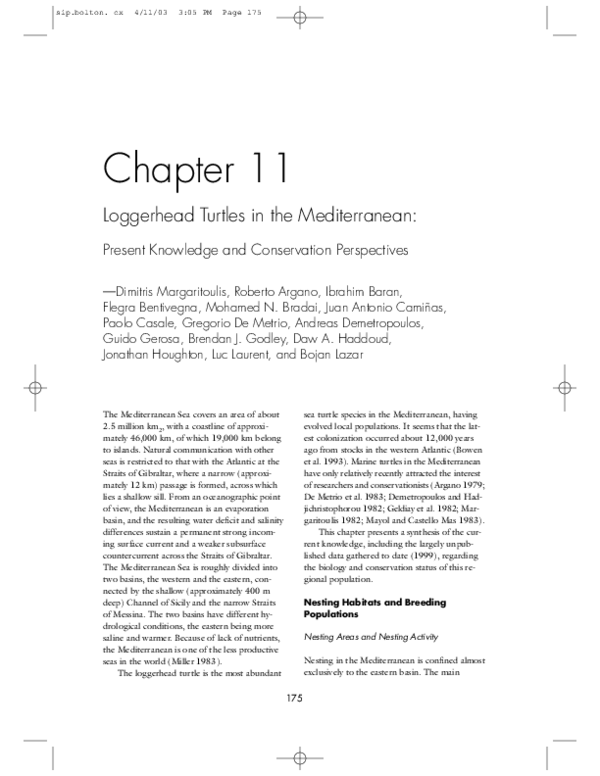(PDF) Loggerhead turtles in the Mediterranean Sea: present knowledge and conservation ...