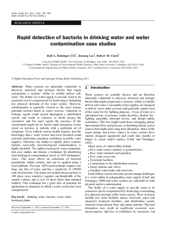 (PDF) Rapid detection of bacteria in drinking water and water ...