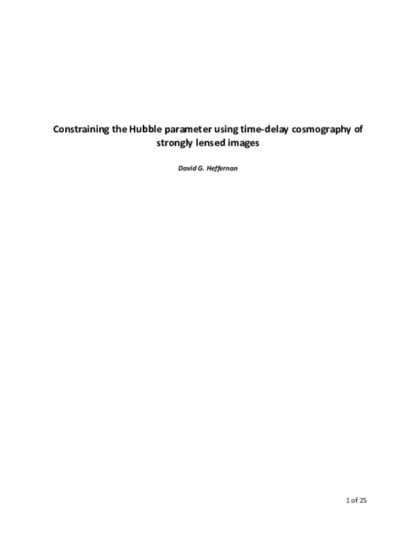 (PDF) Constraining the Hubble parameter using time-delay cosmography of ...