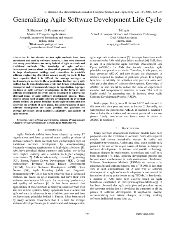 (PDF) Generalizing Agile Software Development Life Cycle