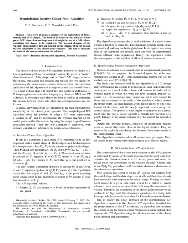 Pdf Morphological Iterative Closest Point Algorithm