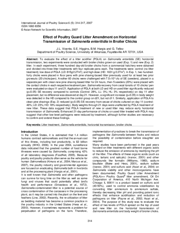 (PDF) Effect of Poultry Guard Litter Amendment on Horizontal ...