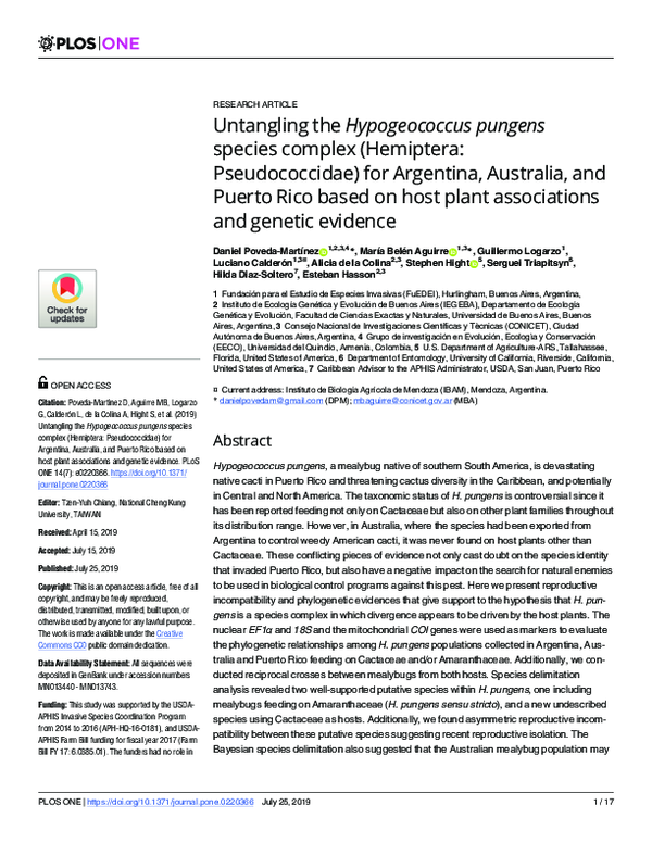 (PDF) Untangling the Hypogeococcus pungens species complex (Hemiptera ...