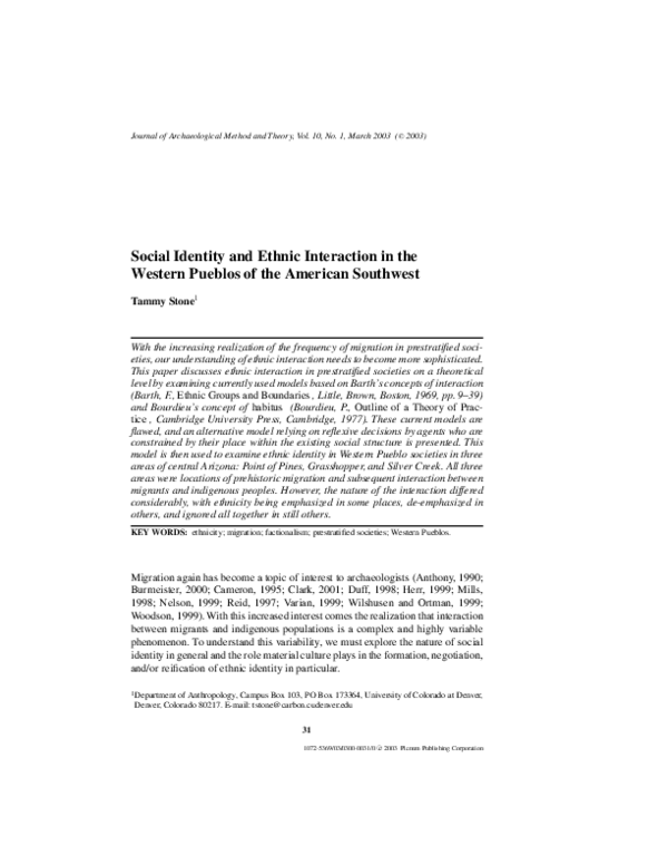(PDF) Social identity and ethnic interaction in the western Pueblos of ...