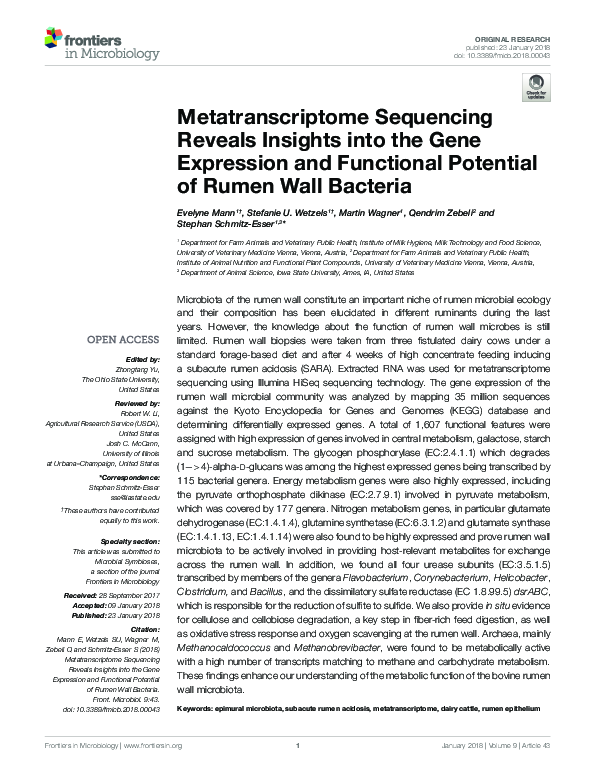 (PDF) Metatranscriptome Sequencing Reveals Insights into the Gene Expression and Functional ...