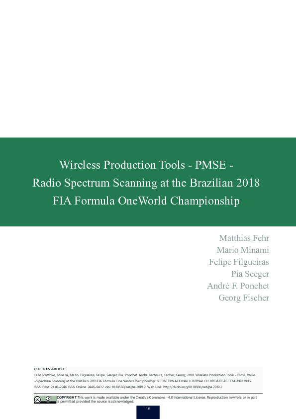 (PDF) Wireless Production Tools - PMSE Radio - Spectrum Scanning at the ...