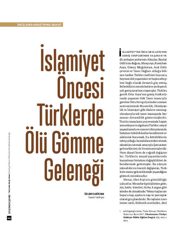 (PDF) İslamiyet Öncesi Türklerde Ölü Gömme Geleneği | Özlem Elbüstan