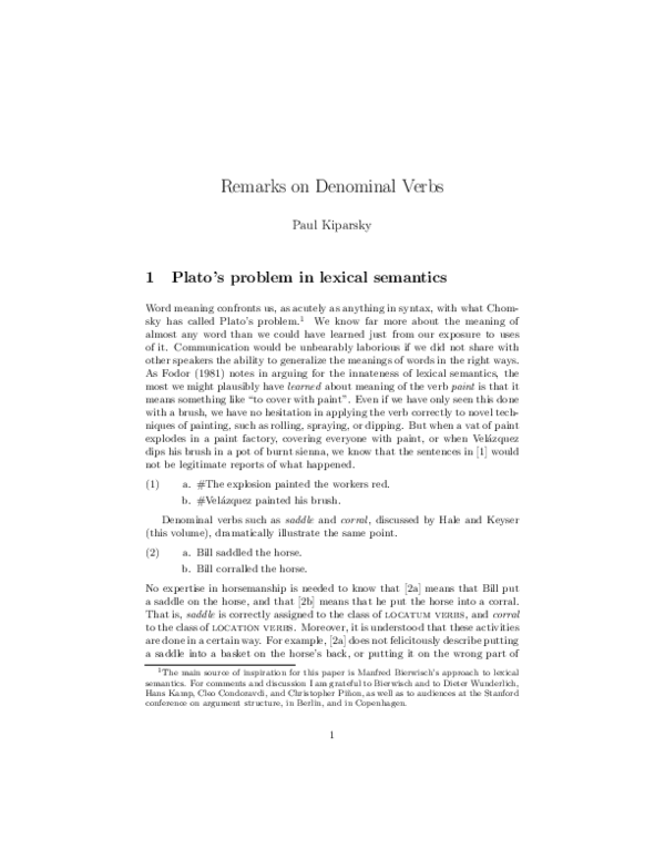(PDF) Remarks on denominal verbs