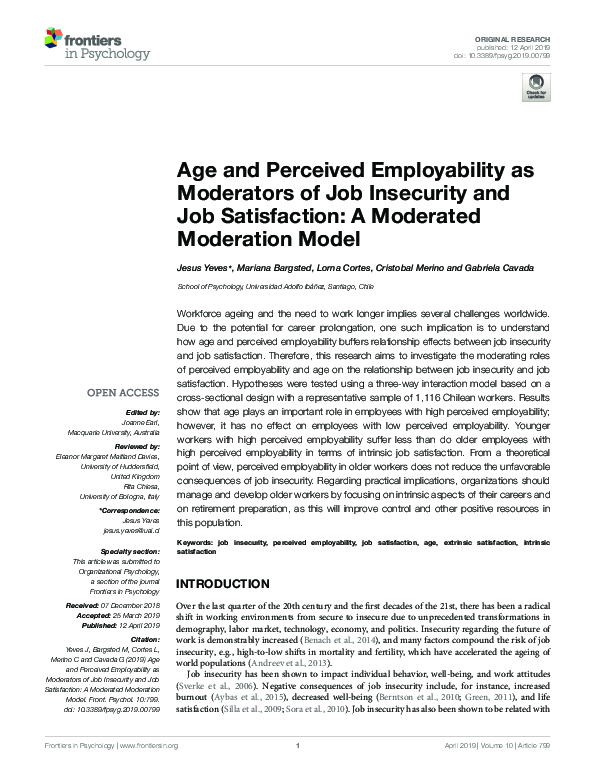 (PDF) Age and Perceived Employability as Moderators of Job Insecurity ...