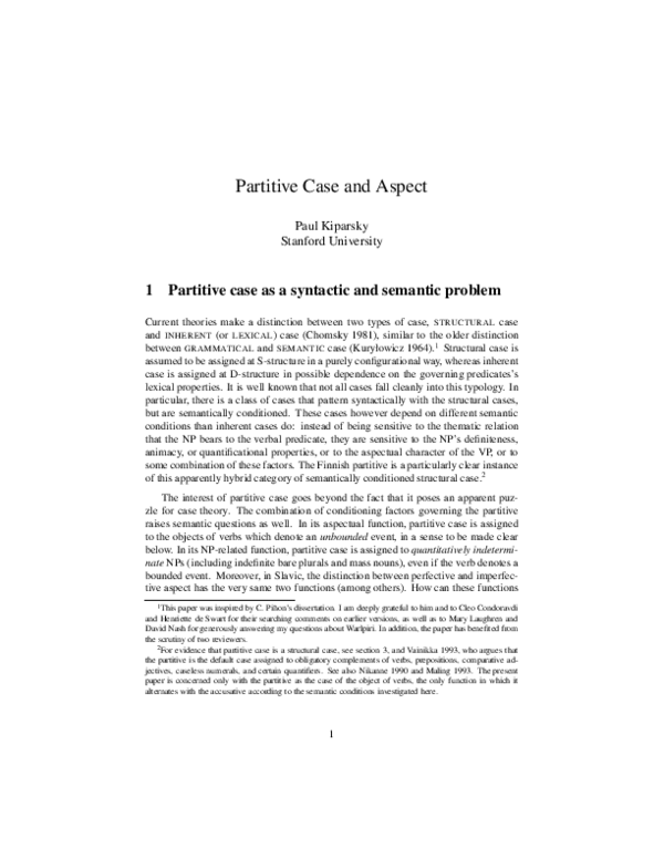 (PDF) Partitive case and aspect