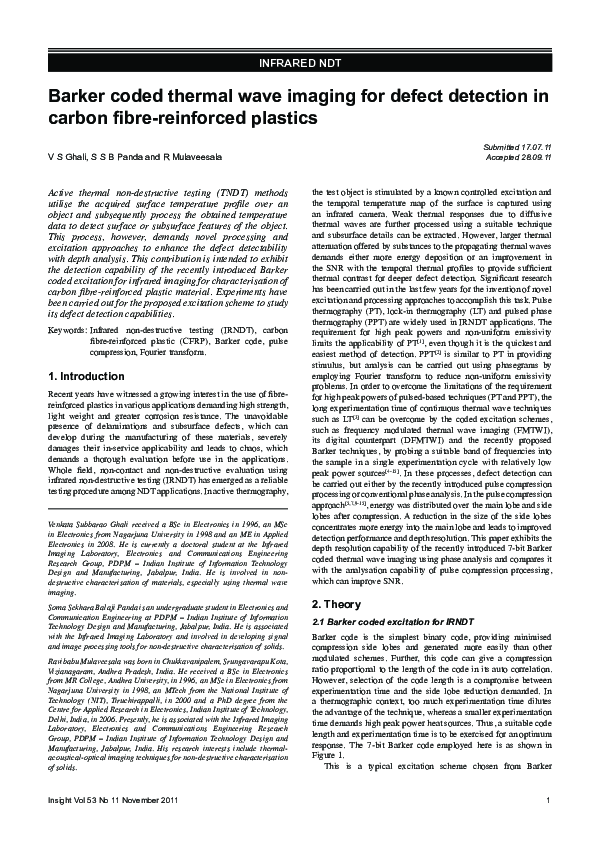 (PDF) Barker coded thermal wave imaging for defect detection in carbon fibre-reinforced plastics