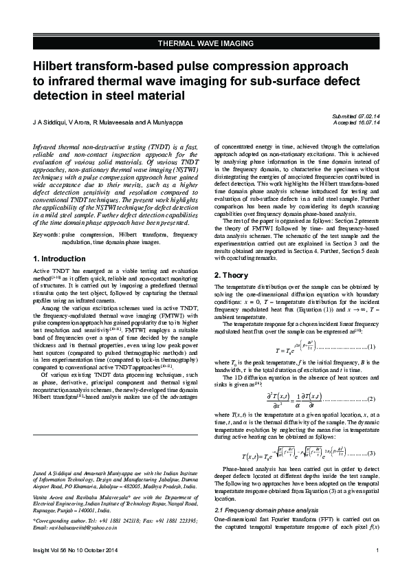Pdf Hilbert Transform Based Pulse Compression Approach To Infrared