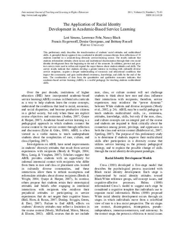 (PDF) The Application of Racial Identity Development in Academic-Based ...