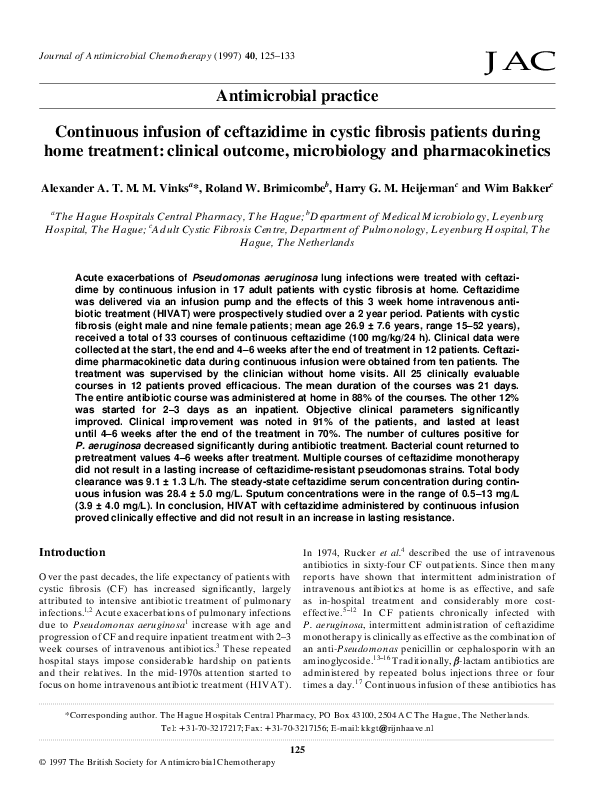 (PDF) Continuous infusion of ceftazidime in cystic fibrosis patients ...