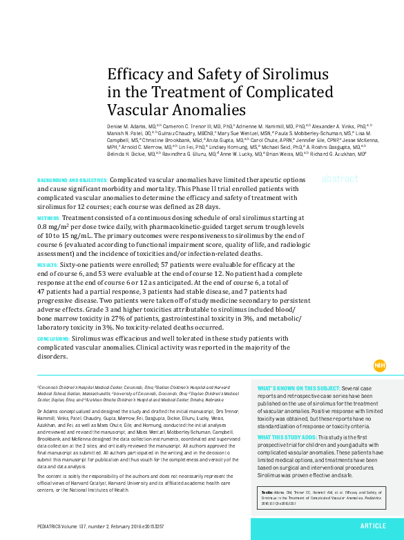 (PDF) Efficacy and Safety of Sirolimus in the Treatment of Complicated ...