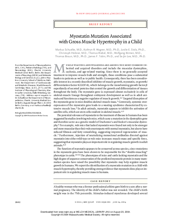 (PDF) Myostatin mutation associated with gross muscle hypertrophy in a ...