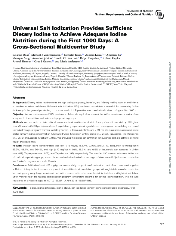 (PDF) Universal Salt Iodization Provides Sufficient Dietary Iodine to ...