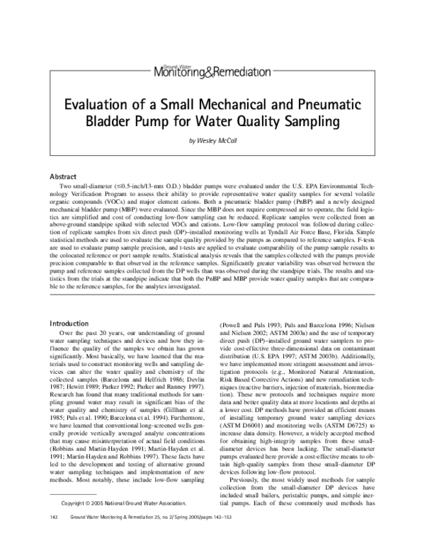 (PDF) Evaluation of a small mechanical and pneumatic bladder pump for ...