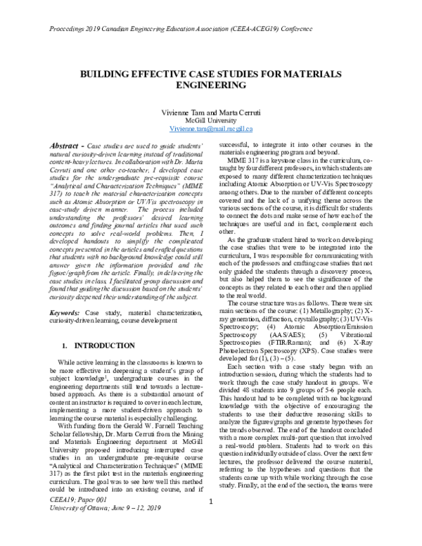 (PDF) Building Effective Case Studies for Materials
