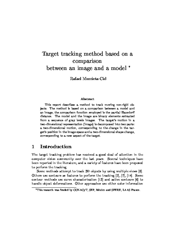 (PDF) Target tracking method based on a comparison between an image and a model