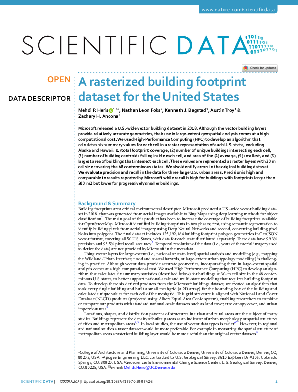 (PDF) A rasterized building footprint dataset for the United States